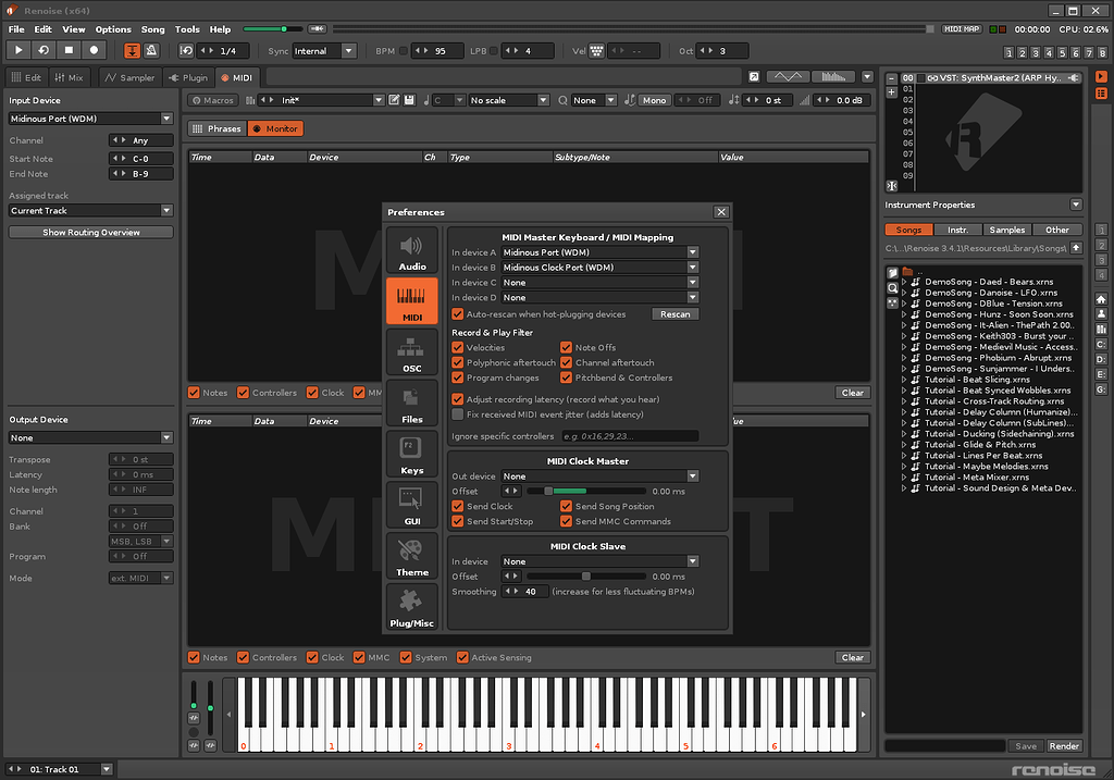 Unable to connect Midinous (standalone MIDI sequencer) to Renoise ... Unable to connect Midinous (standalone MIDI sequencer) to Renoise ...